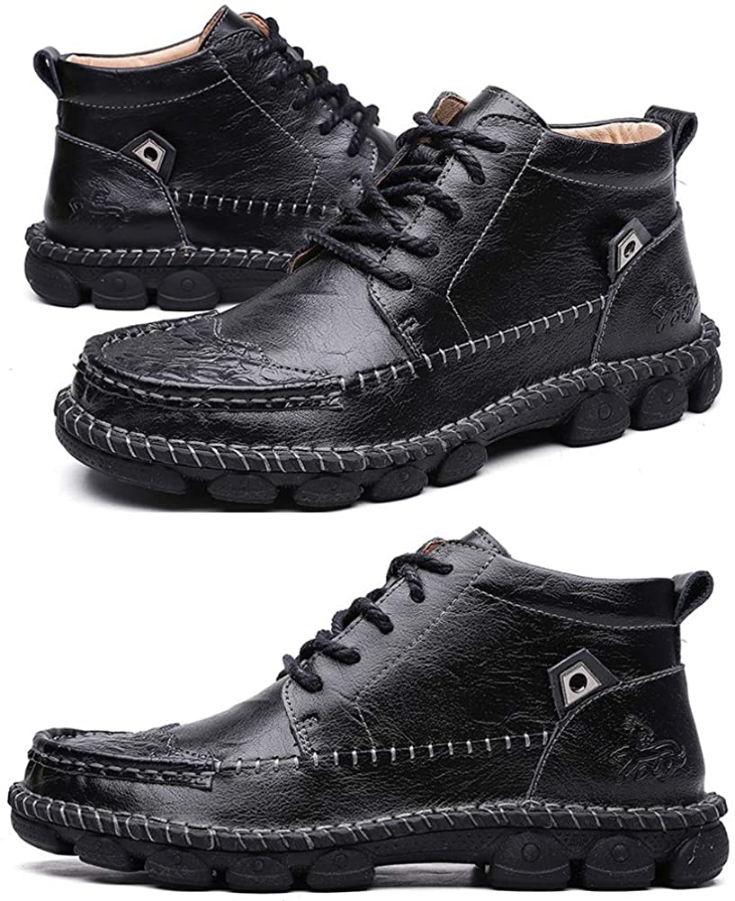 Mens British Boots Ankle Length Leather Motorcycle Boots Zipper or La ...