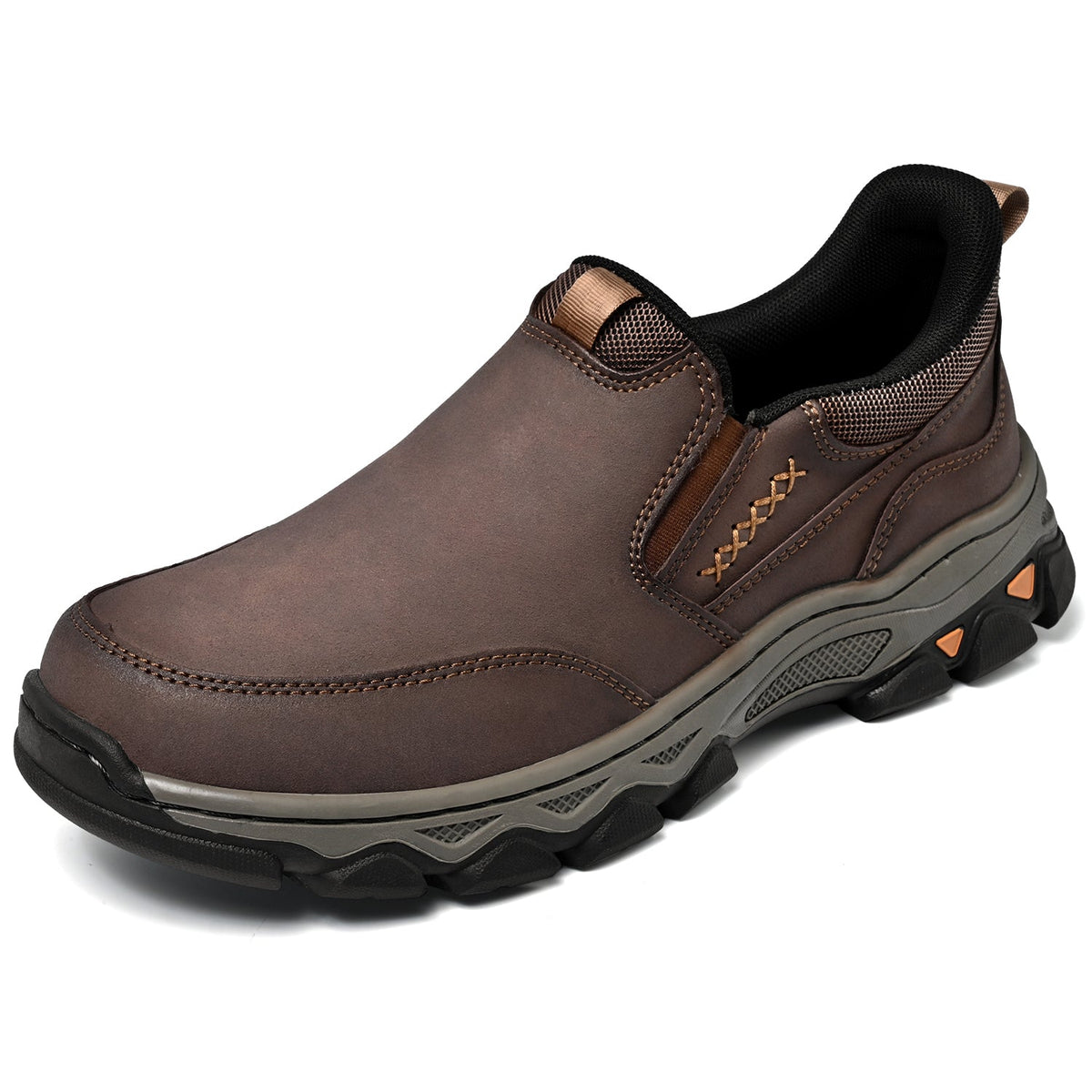 Mostelo® Mens Slip On Casual Outdoor Leather Walking Hiking Shoes V368
